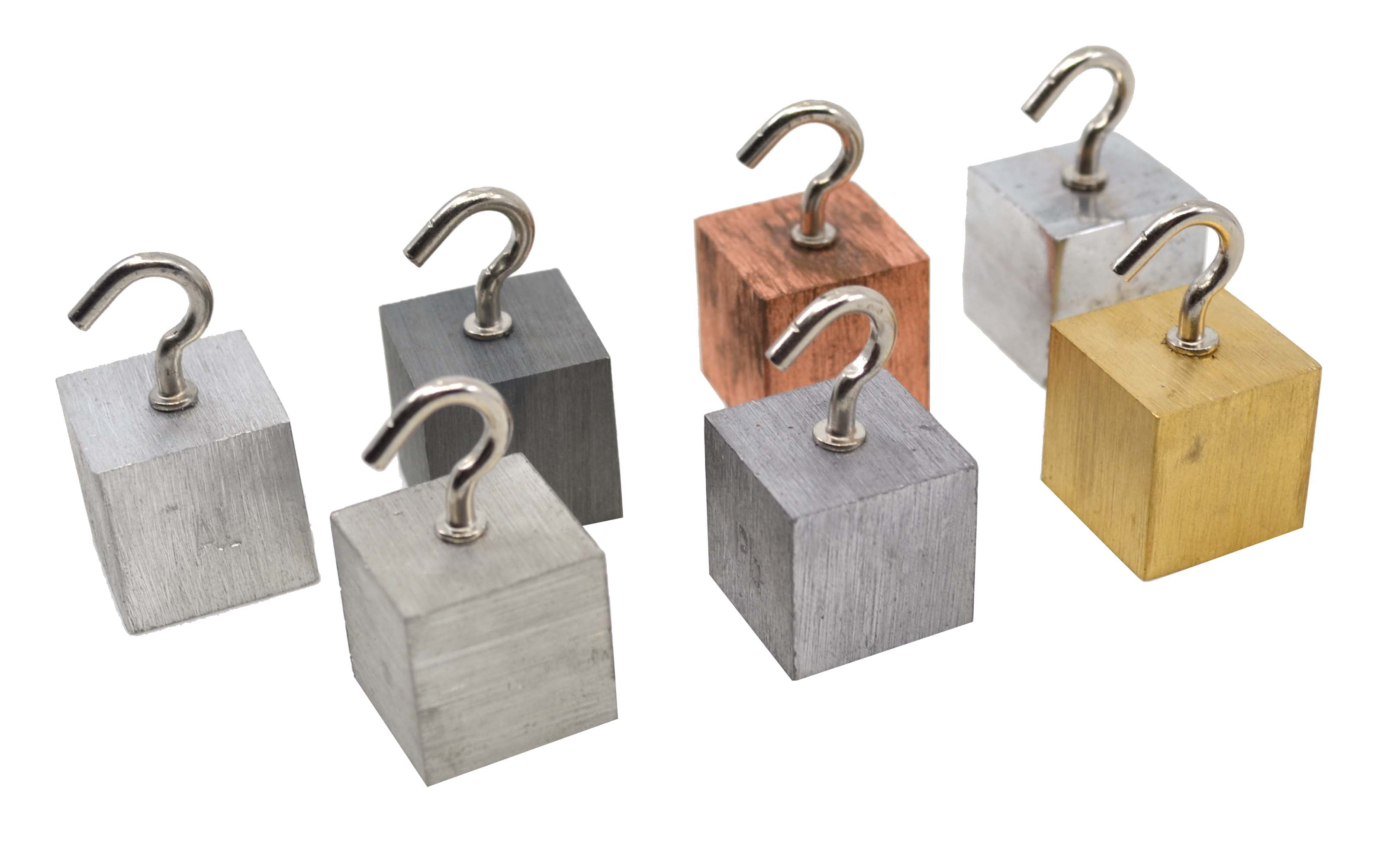 Density Cubes Set with Hooks - Includes 7 Metals - Brass, Lead, Zinc ...