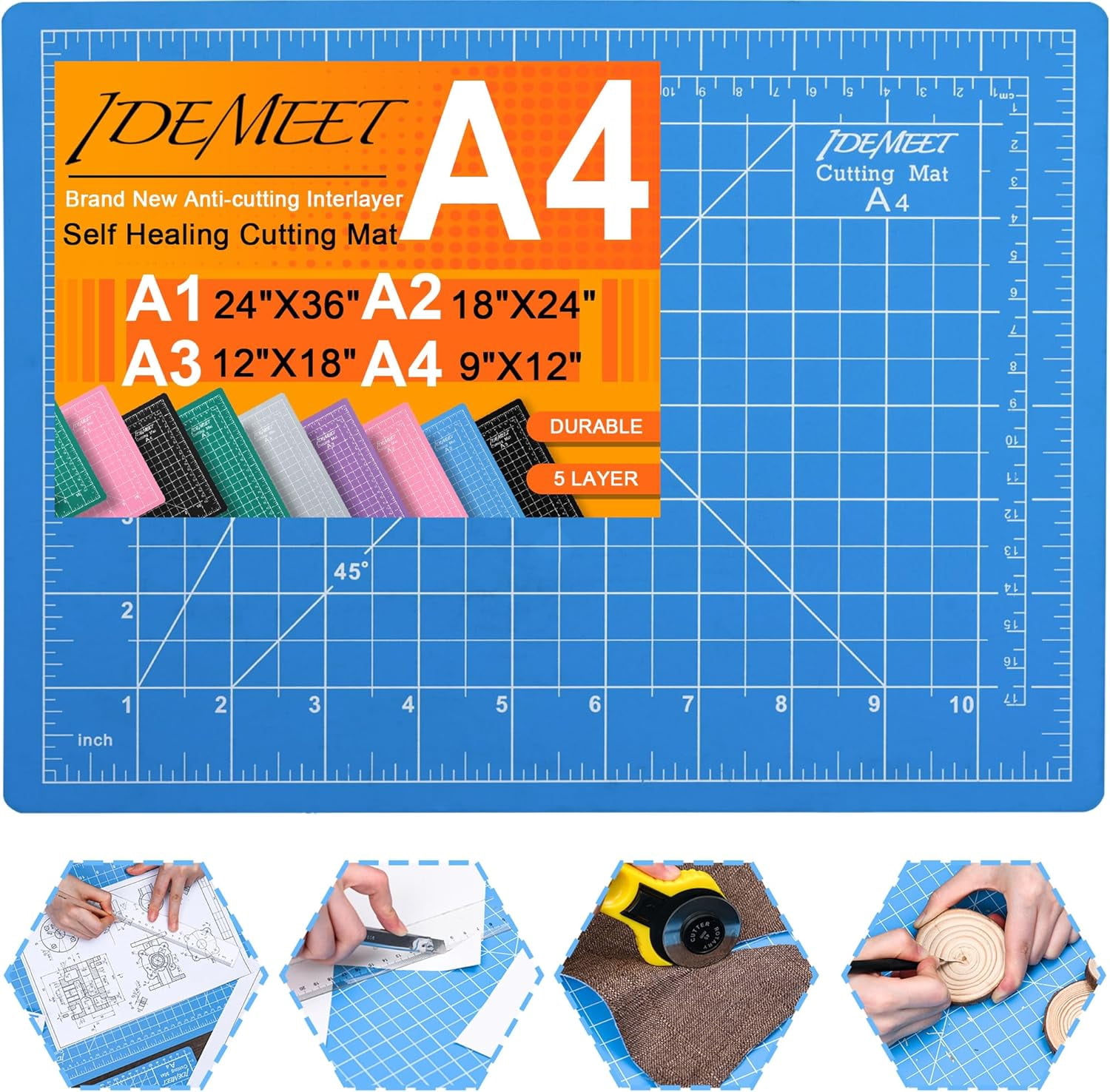 Density-upgraded 9"x12" Self Healing Cutting Mat, Rotary Sewing Mat for ...