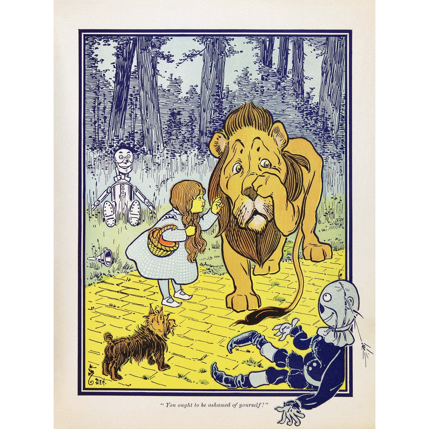 Denslow Dorothy Cowardly Lion Wizard OZ Illustration Extra Large XL ...