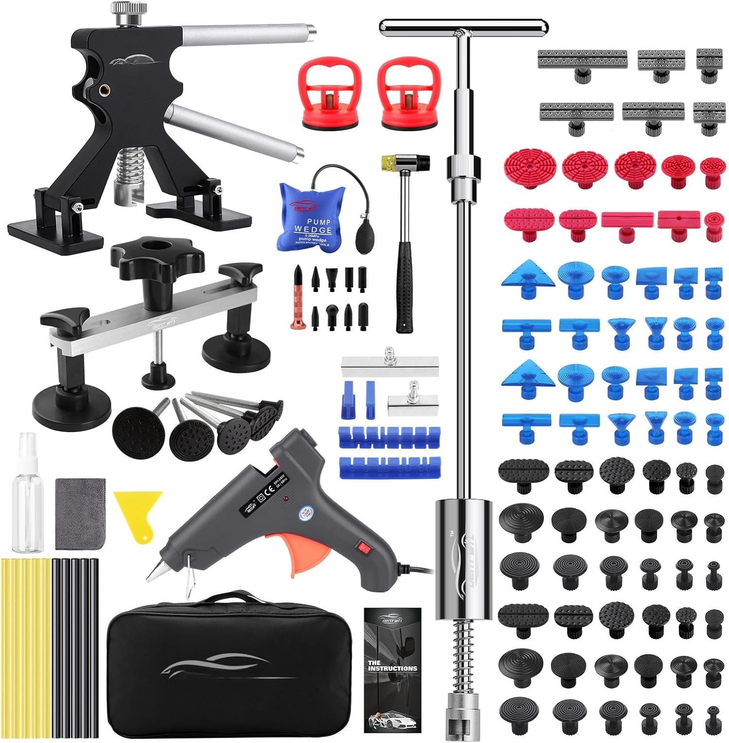 Dent Repair Kit - Slide Hammer, Glue Dent Puller, Adjustable Bridge ...