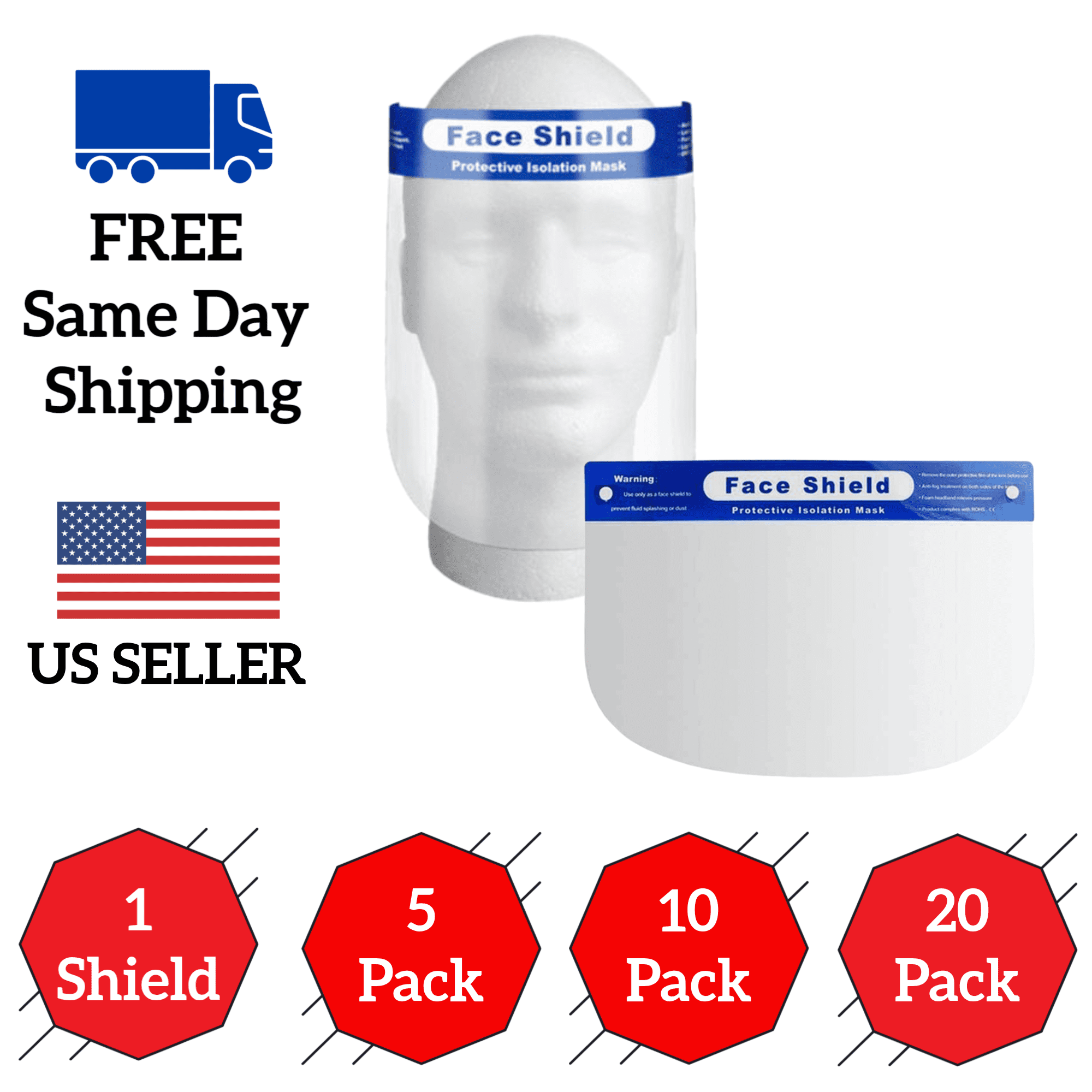 Dentac 906000 UltraFace PPE Protective Barrier Anti-Fog Face Shield ...