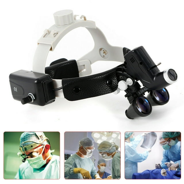 Dental 3.5X Binocular Headband Loupe Lamp 60mm w/ 5W LED Surgical Head ...