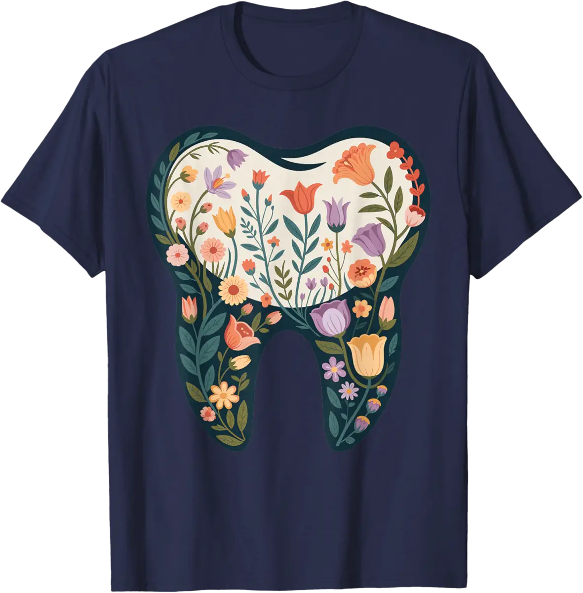 Dental Assistant Floral Tooth Flower Hygienist Student T-Shirt, F936 Tshirt All Size S-5XL ...