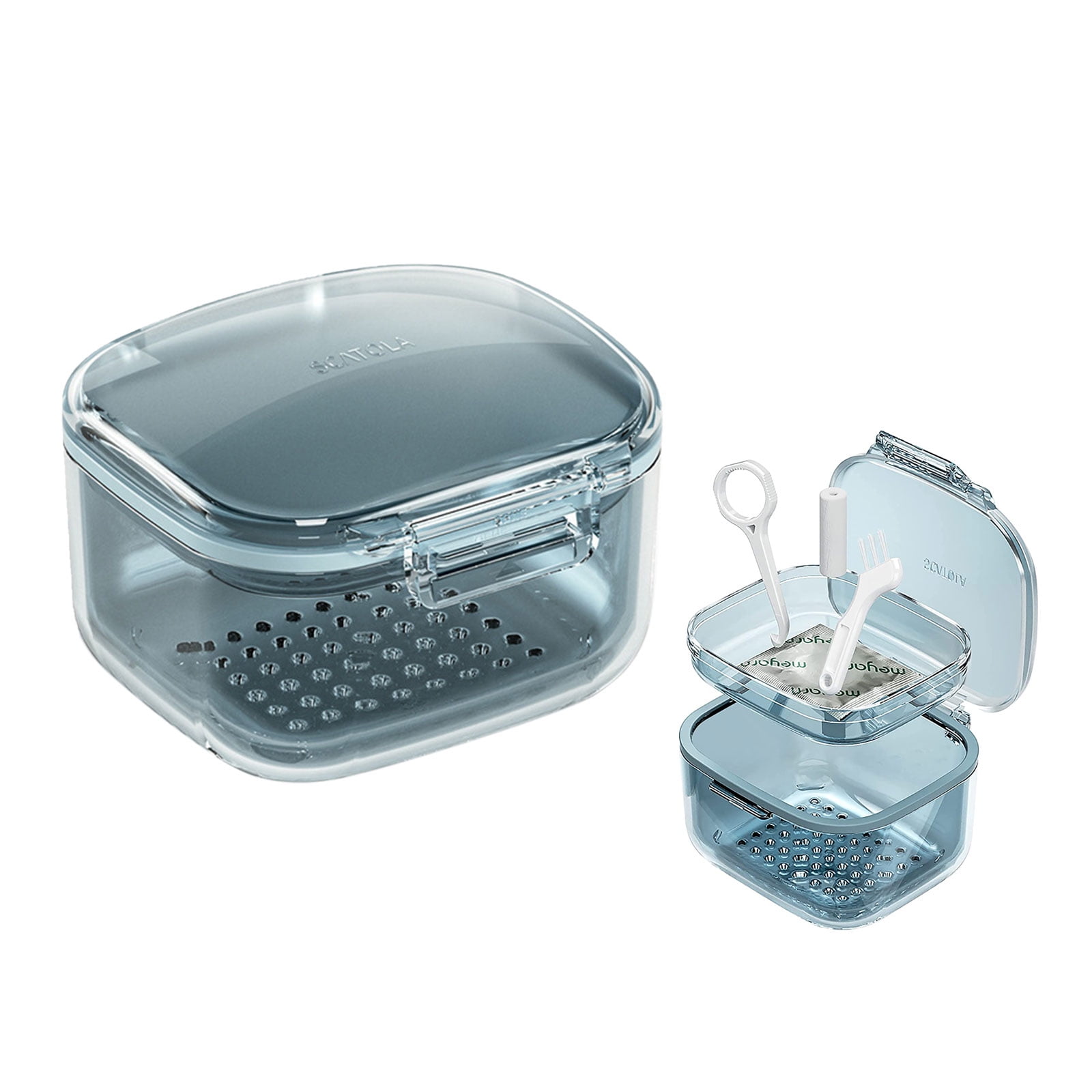 Dental Braces Storage Box Denture Bath Cup Multi-function Black ...