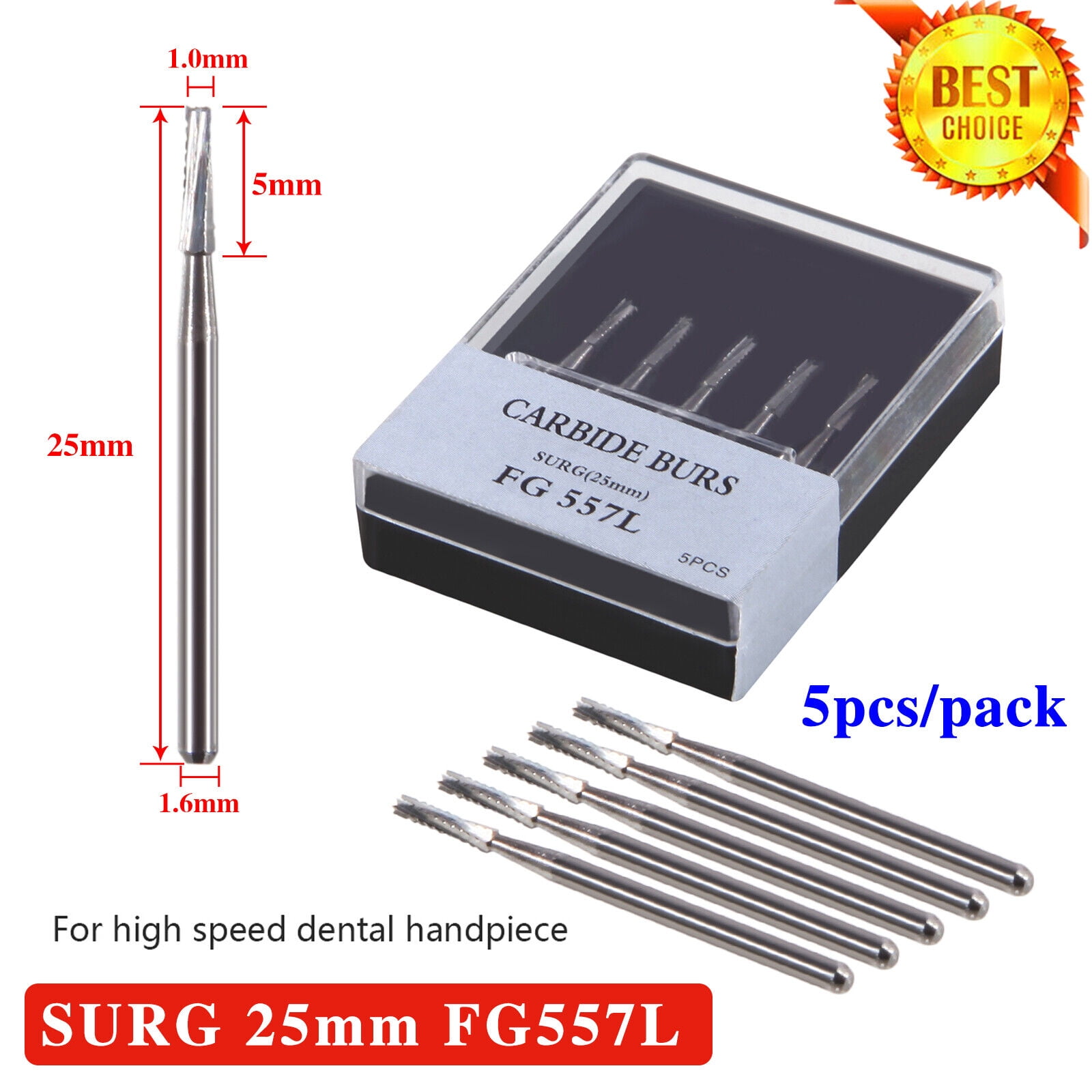Dental Bur 557L Burs Surgical FG SURG 25mm FGOS Carbide Long Shank ...