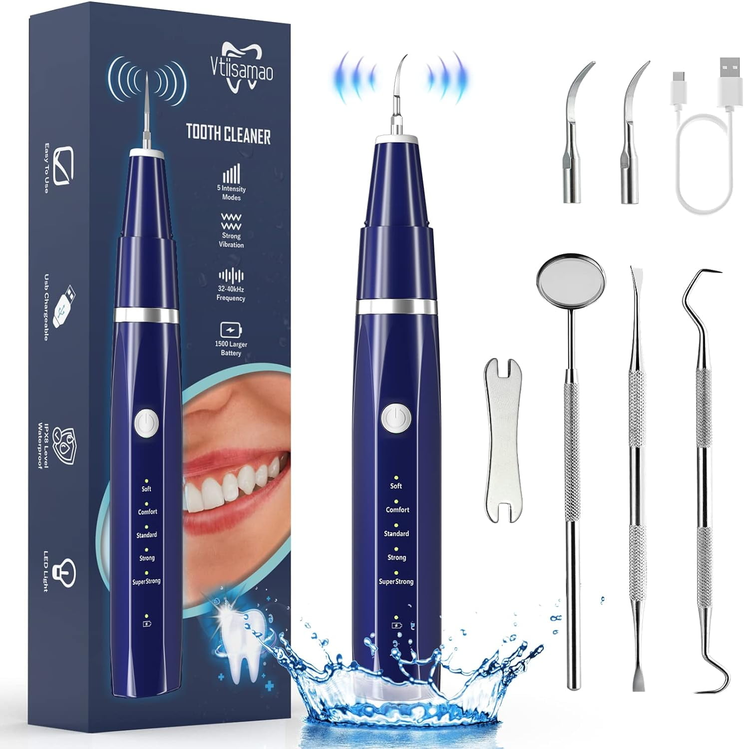 Dental Calculus Remover Teeth Cleaning Kit with LED Light - High ...