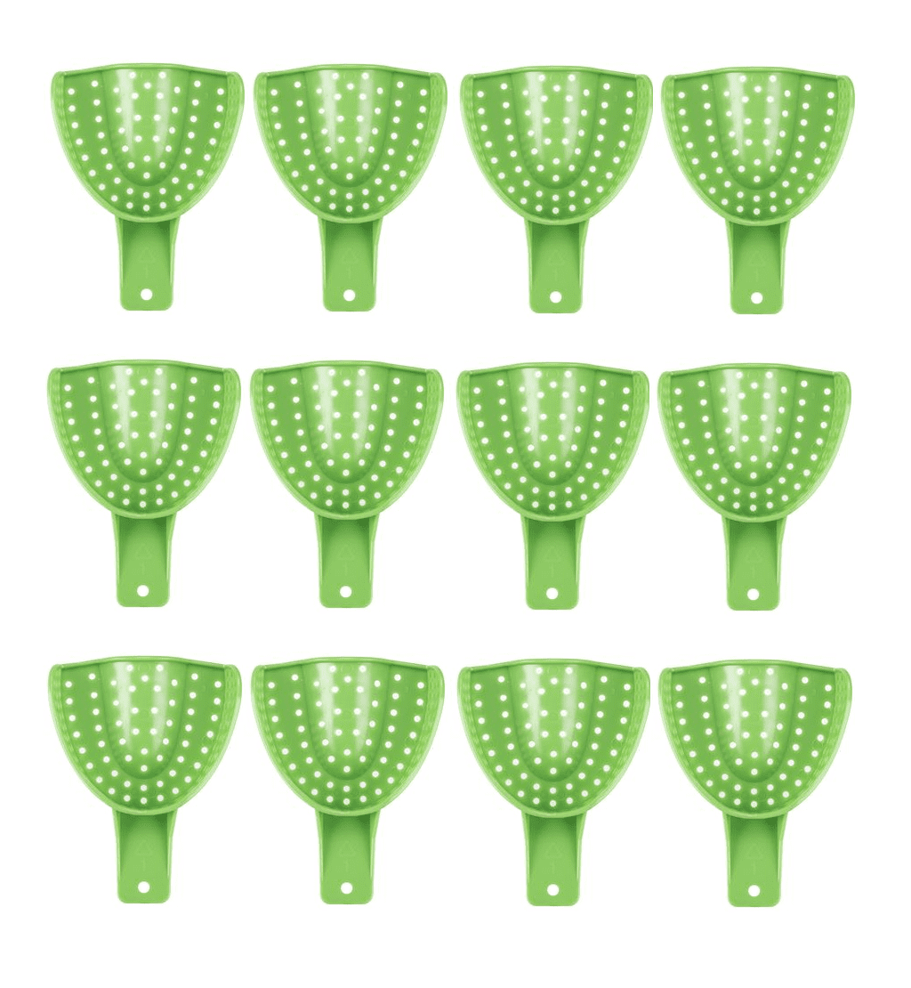 Dental Dulock Impression Trays 12/Bag Apple Green #1 Large Upper ...