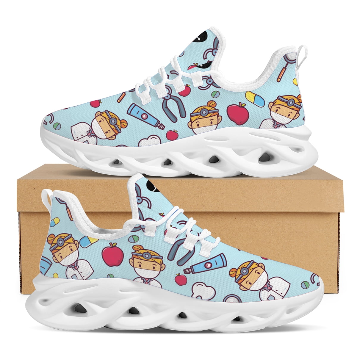 Dental Fairy Print Ladies Vulcanized Shoes Dentist Equipment Design ...