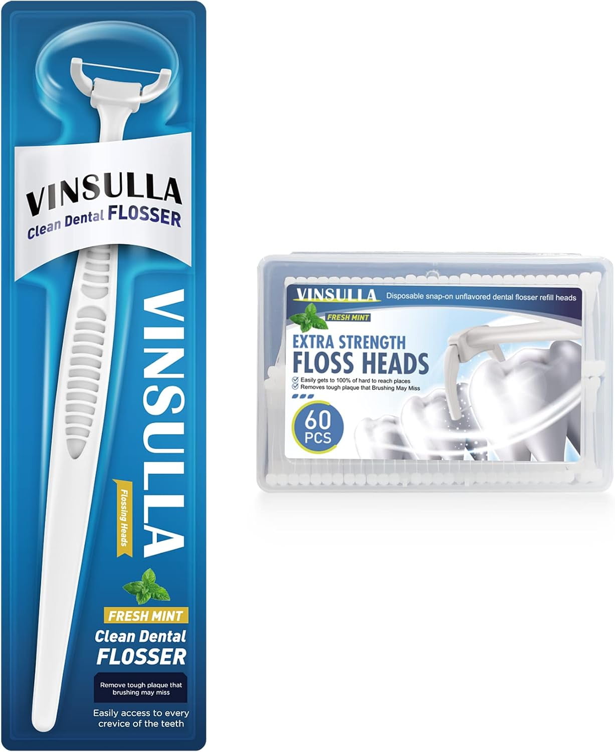Dental Floss Clean Dental Flossers Kit with 1 Handle and 60 flosser ...