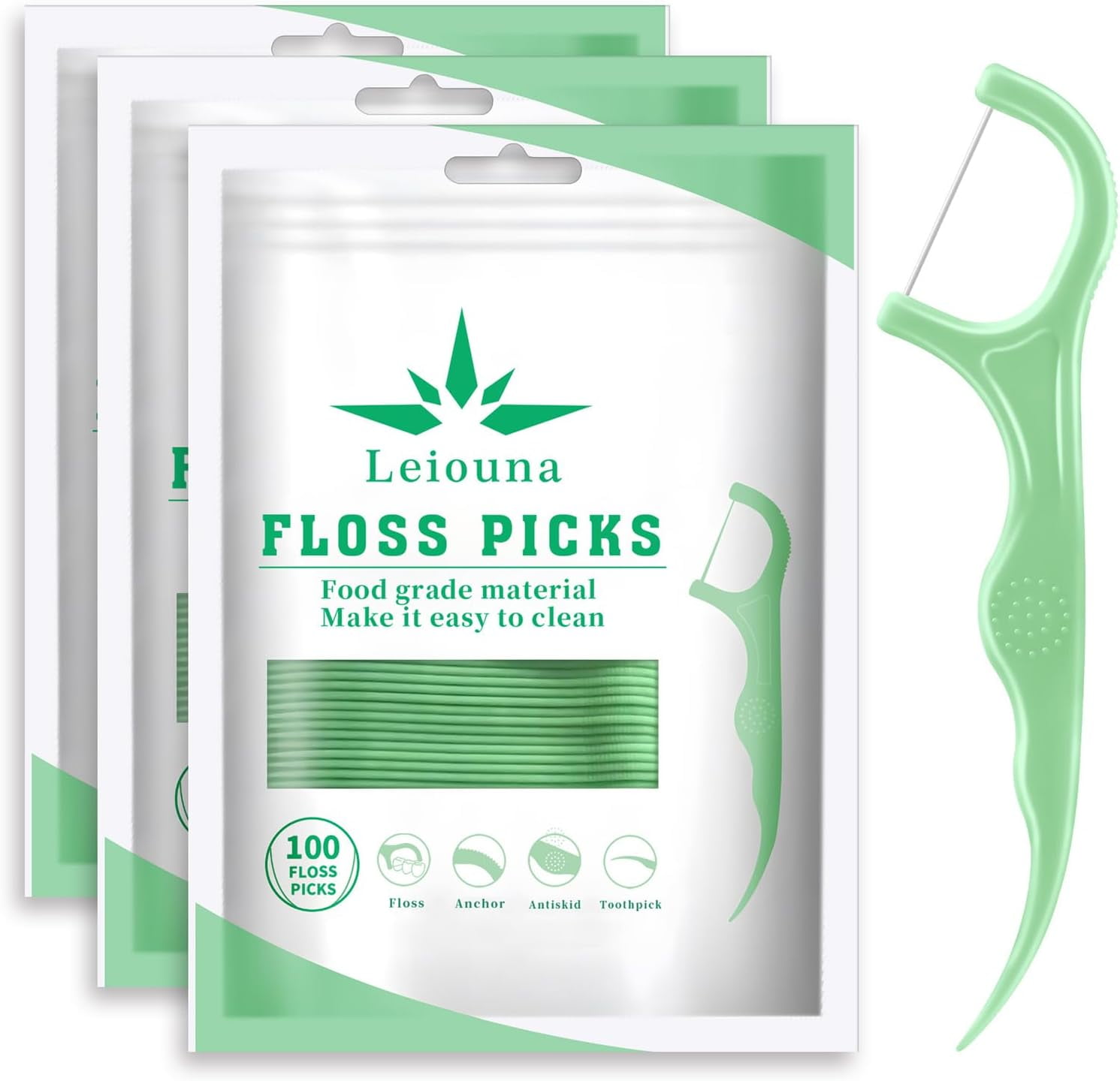 Dental Floss Picks 300 Count,Tooth Thread Flossers Easy Grip Handle for ...