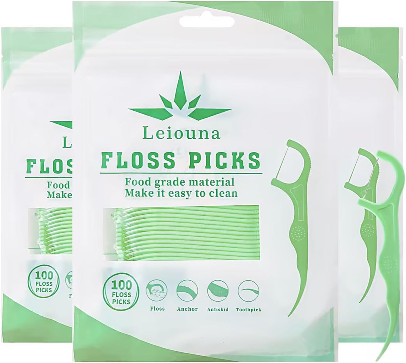 Dental Floss Picks 300 Count,Tooth Picks Thread Flossers Easy Grip ...