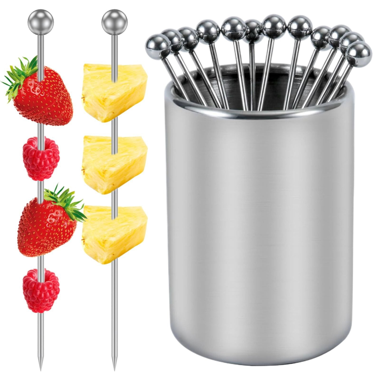 Dental Floss Picks Picks Set with Holder Stainless Toothpicks Reusable ...