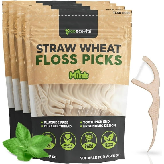 Dental Floss Picks - Straw Wheat Handle Flossers | Thin & Shred ...