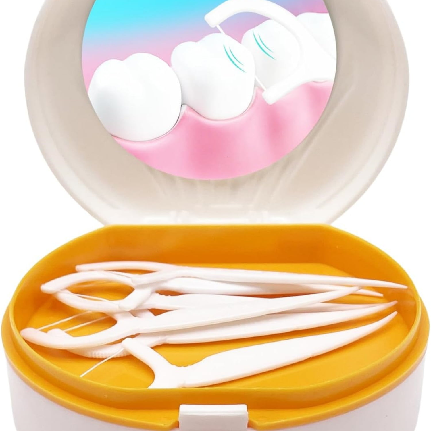 Dental Floss Portable Case with Mirror Portable Bilayer Dental Floss ...