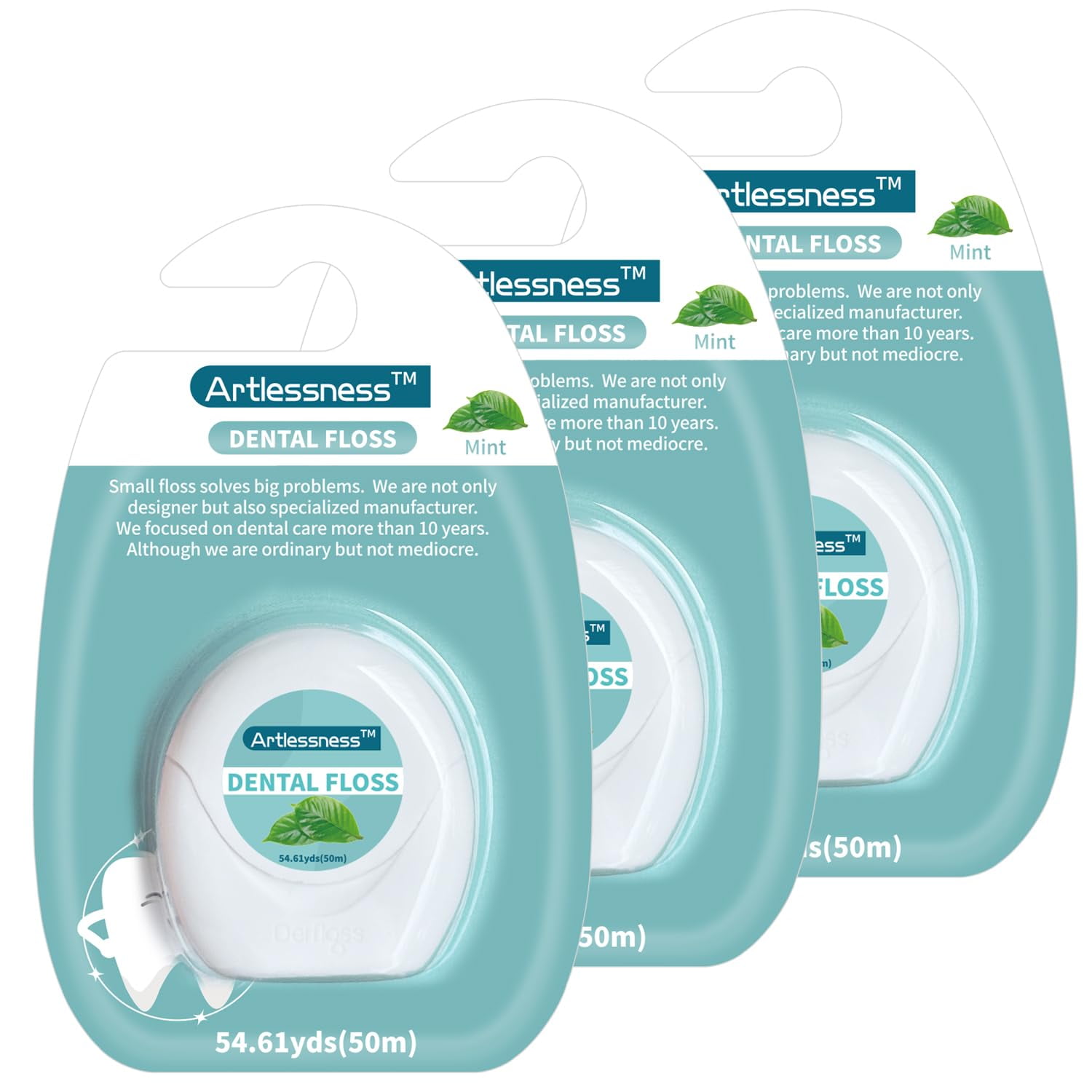 Dental Floss，Portable Micro Wax Flat Wire Floss, Effective Plaque Removal, Shred Resistant ...