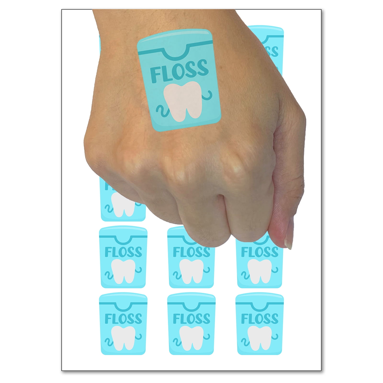 Dental Floss Tooth Dentist Water Resistant Temporary Tattoo Set Fake ...