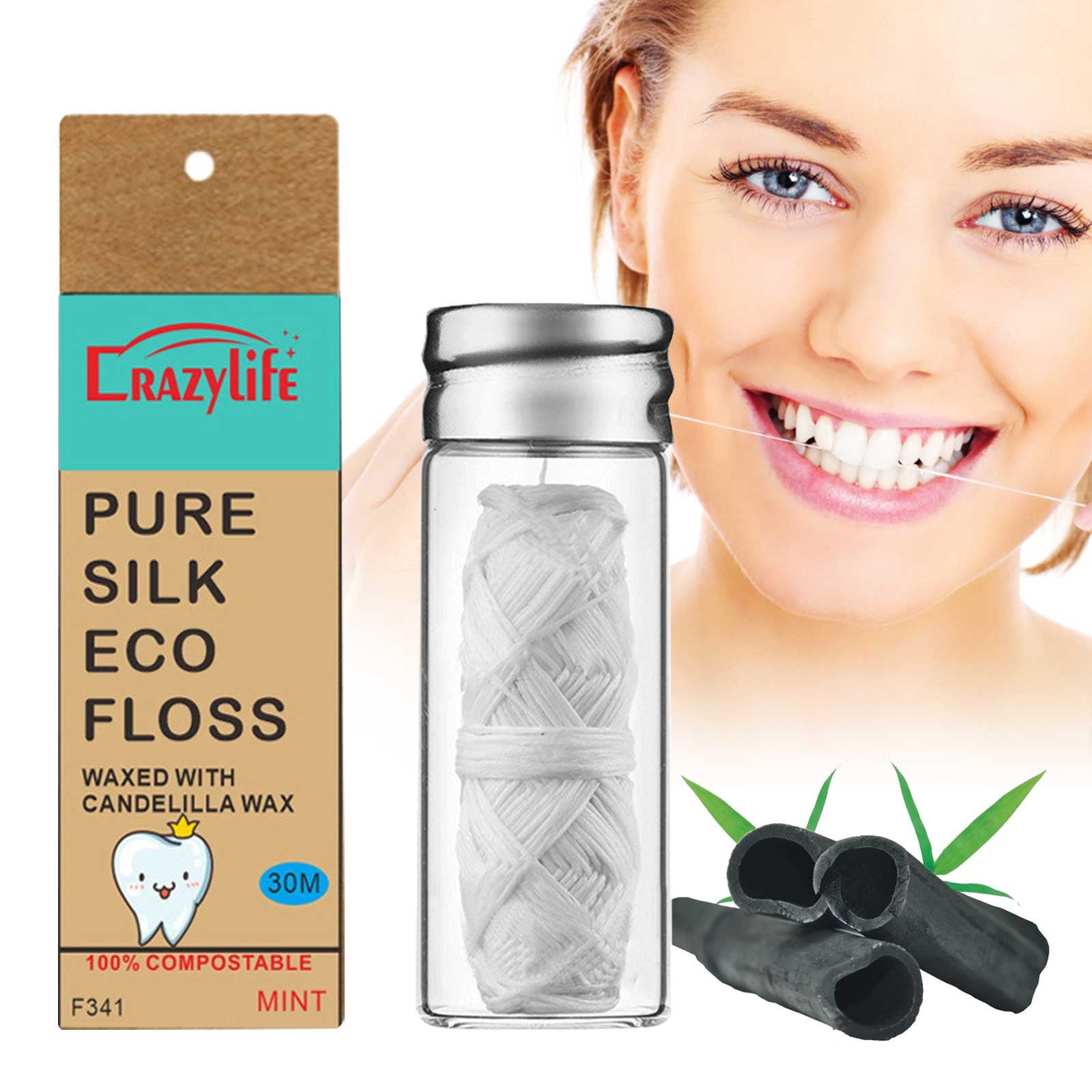 Dental Flosser Dual Action Toothpick Oral Care Vegan Based Wax With ...