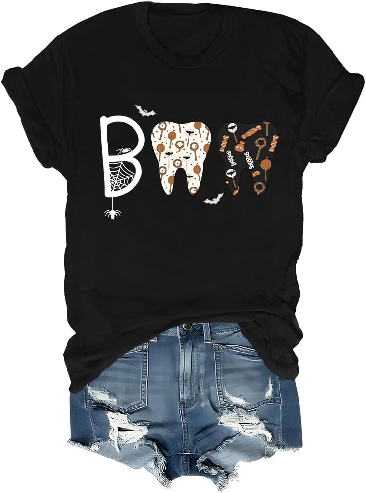 Dental Halloween Shirt Boo Halloween Dental Shirts for Women Man Dental ...