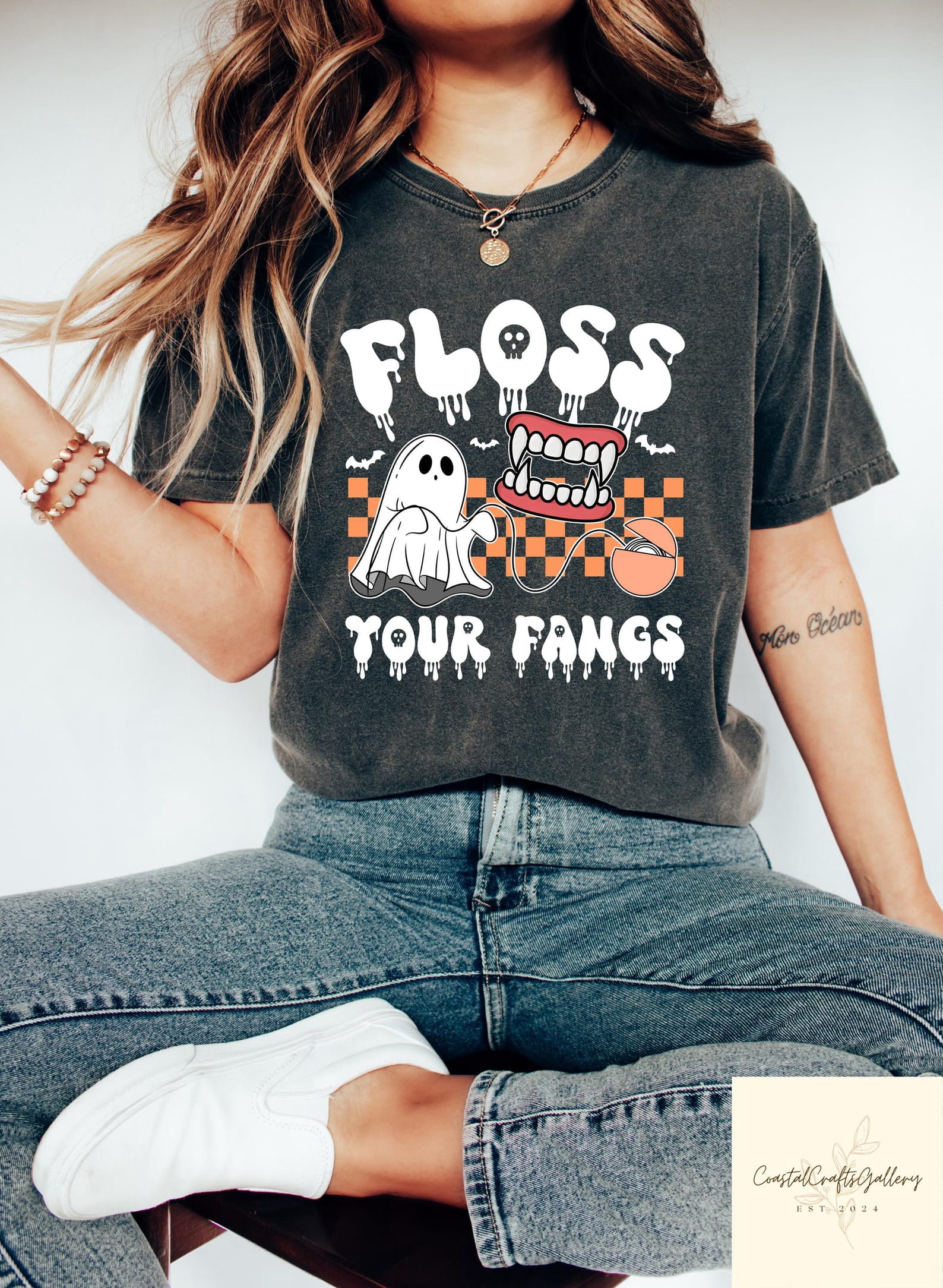 Dental Halloween Shirt, Funny Dental Hygienist Tshirt, Floss Your Fangs ...