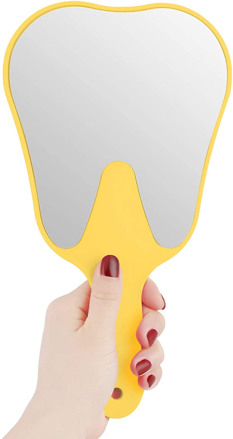 Dental Hand Mirror Small Handheld Mirrors with Handle Red, Tooth Shaped ...
