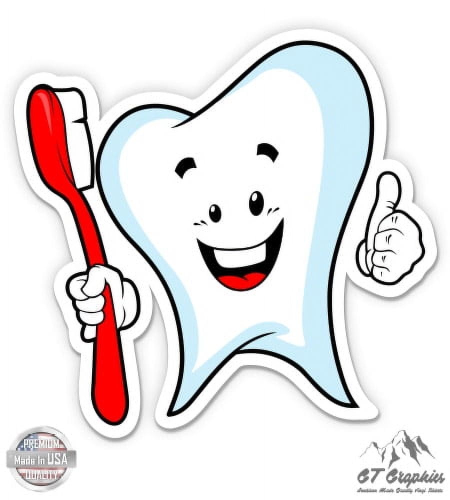 Dental Happy Tooth Toothbrush - 12" Vinyl Sticker Waterproof Decal ...