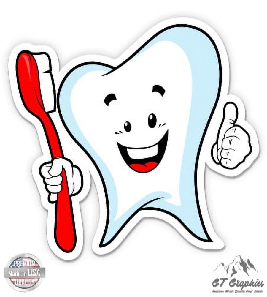 Dental Happy Tooth Toothbrush - 5" Vinyl Sticker - For Car Laptop I-Pad ...