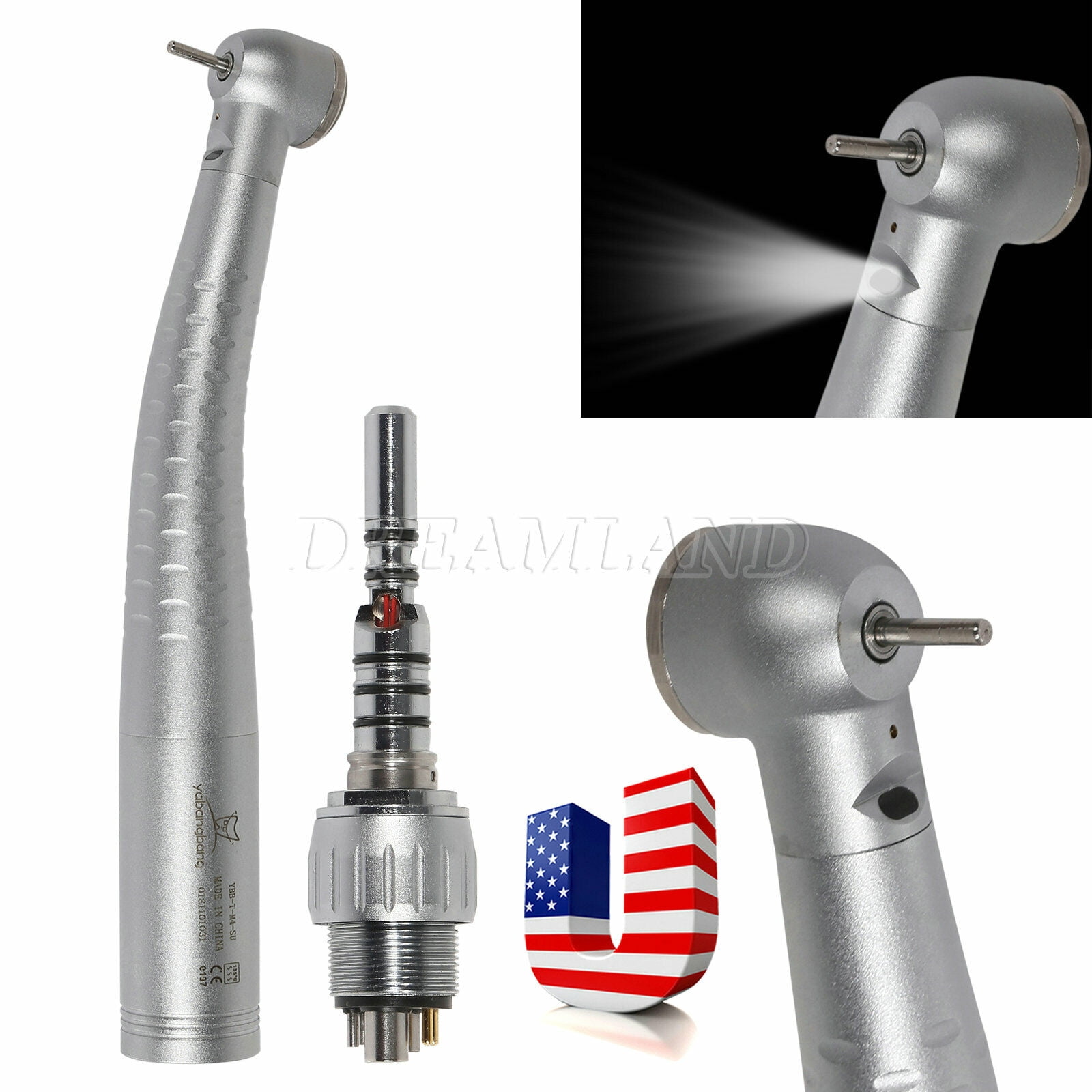 Dental High Speed Fiber Optic LED Turbine Handpiece 6 Hole Coupler For ...