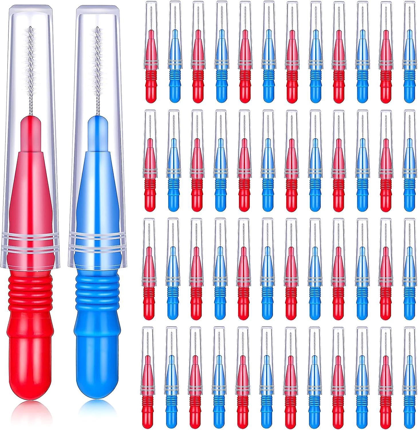 Dental Hygiene Flosser - 50 Brushes for Interdental Cleaning in Red and ...