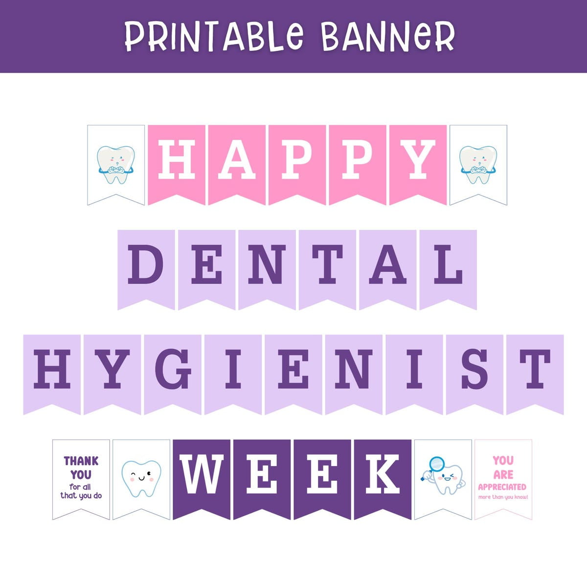 Dental Hygienist Week Banner, Printable Dental Hygienist Appreciation ...