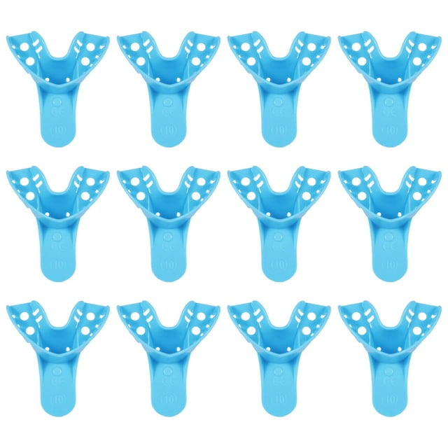 Dental IMPRESSION TRAYS Perforated #10 Anterior, 24/Bag Blue Disposable ...