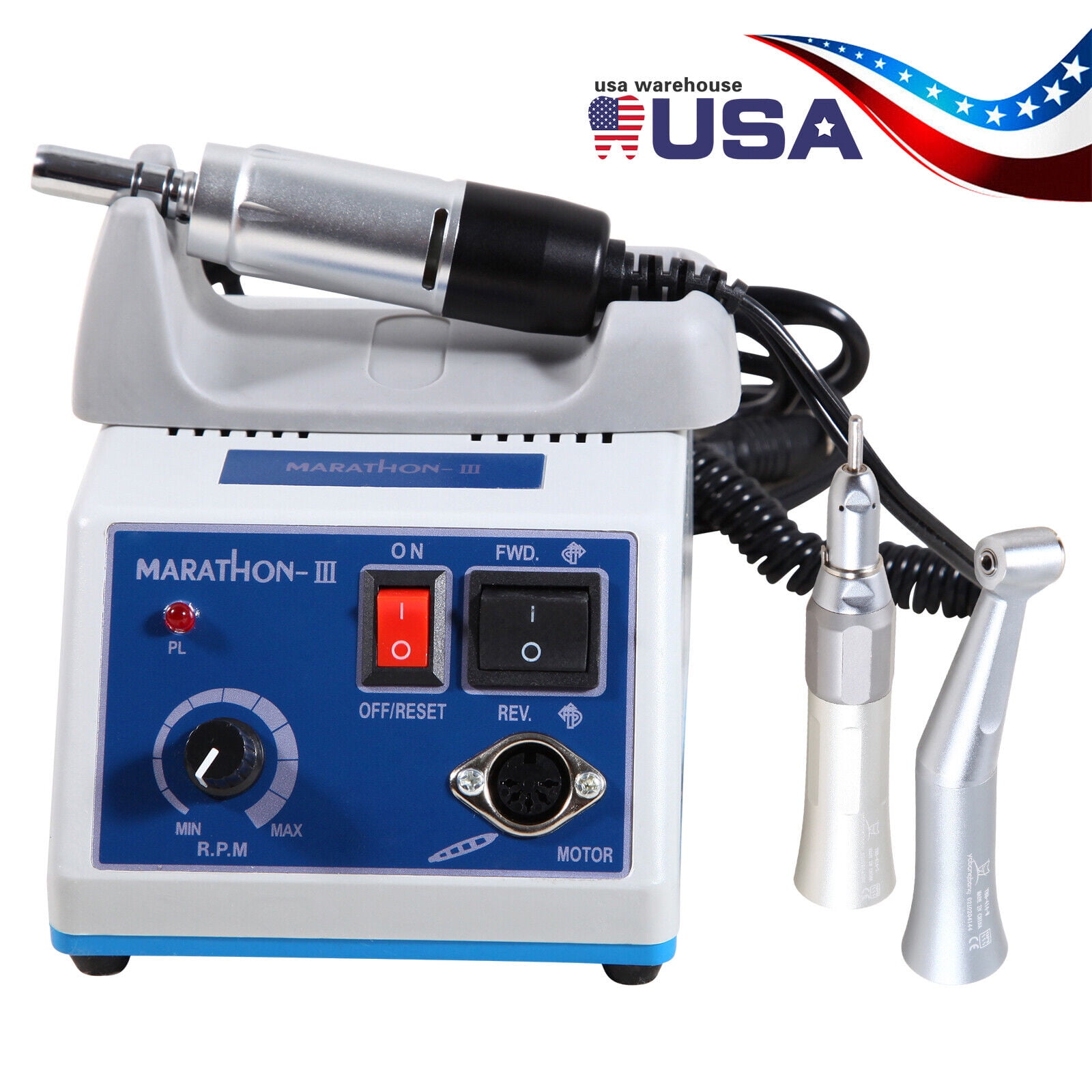Dental Lab Marathon Electric Micromotor +E-Type Contra Angle +Straight ...