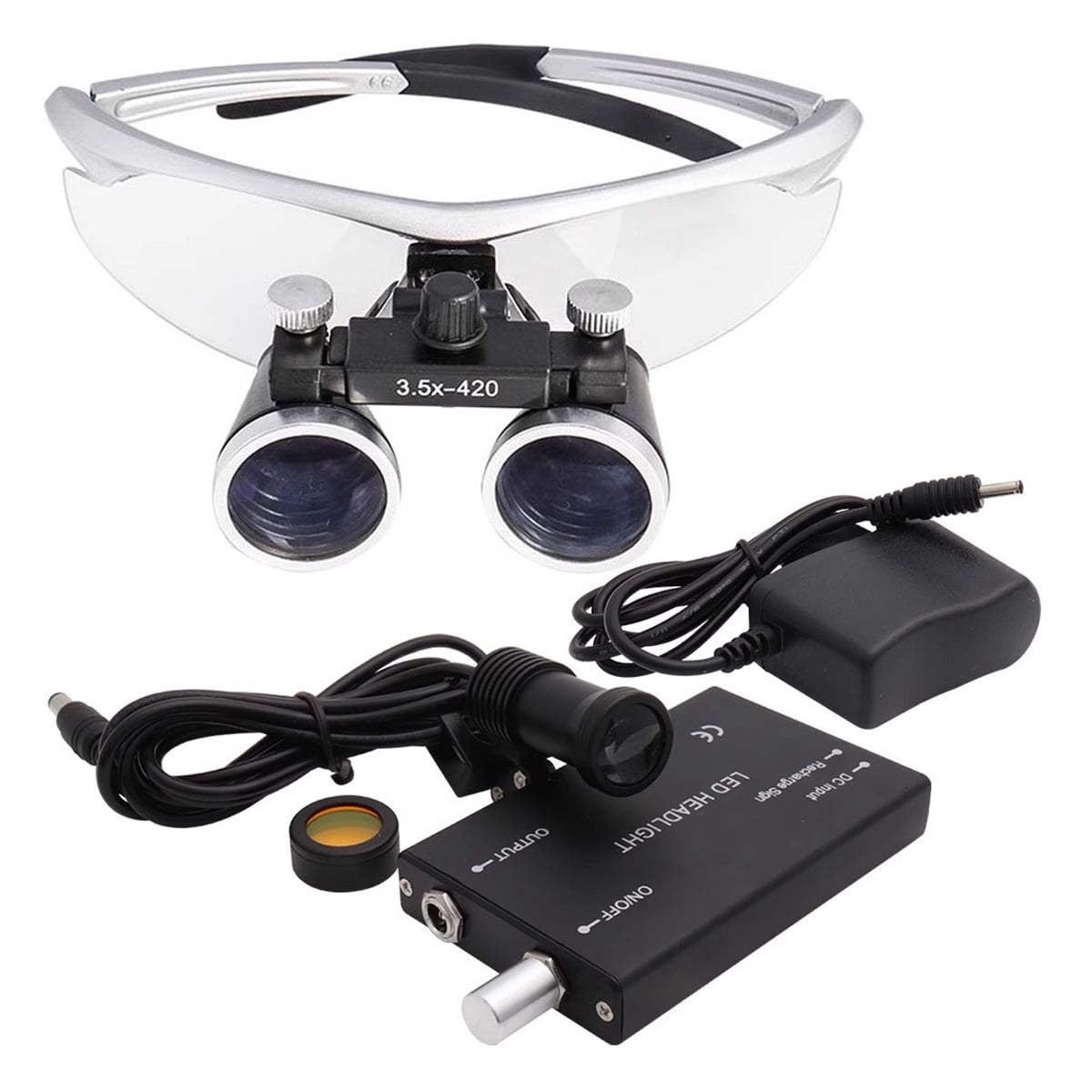 Dental Magnifier 2.5 Times 3.5 Times Black Head-Mounted Oral Equipment ...