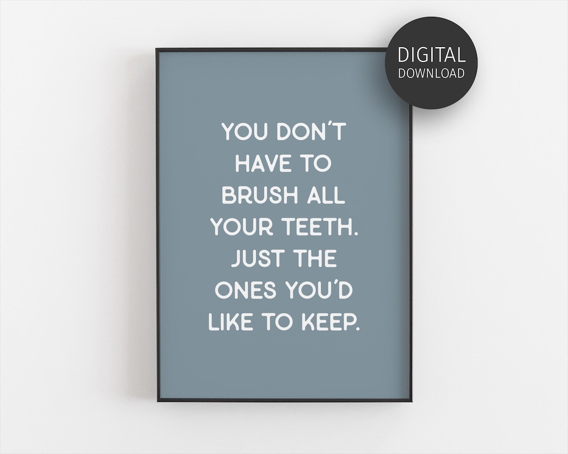 Dental Office Decor, Blue Wall Art For Dental Clinic, Brush Your Teeth ...