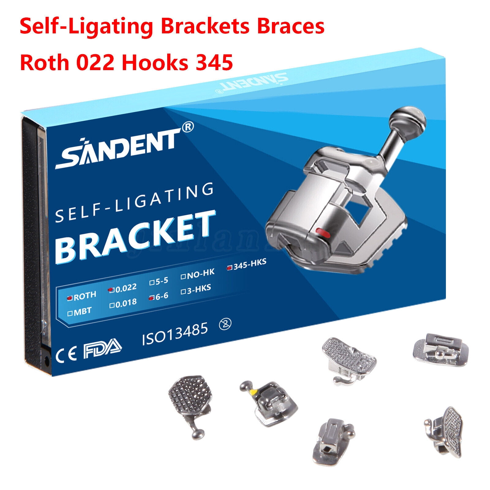 Dental Orthodontic Self-Ligating Brackets Braces Roth.022 Hooks 345 ...