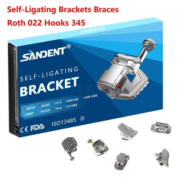 Dental Orthodontic Self-Ligating Brackets Braces Roth.022 Hooks 345 ...