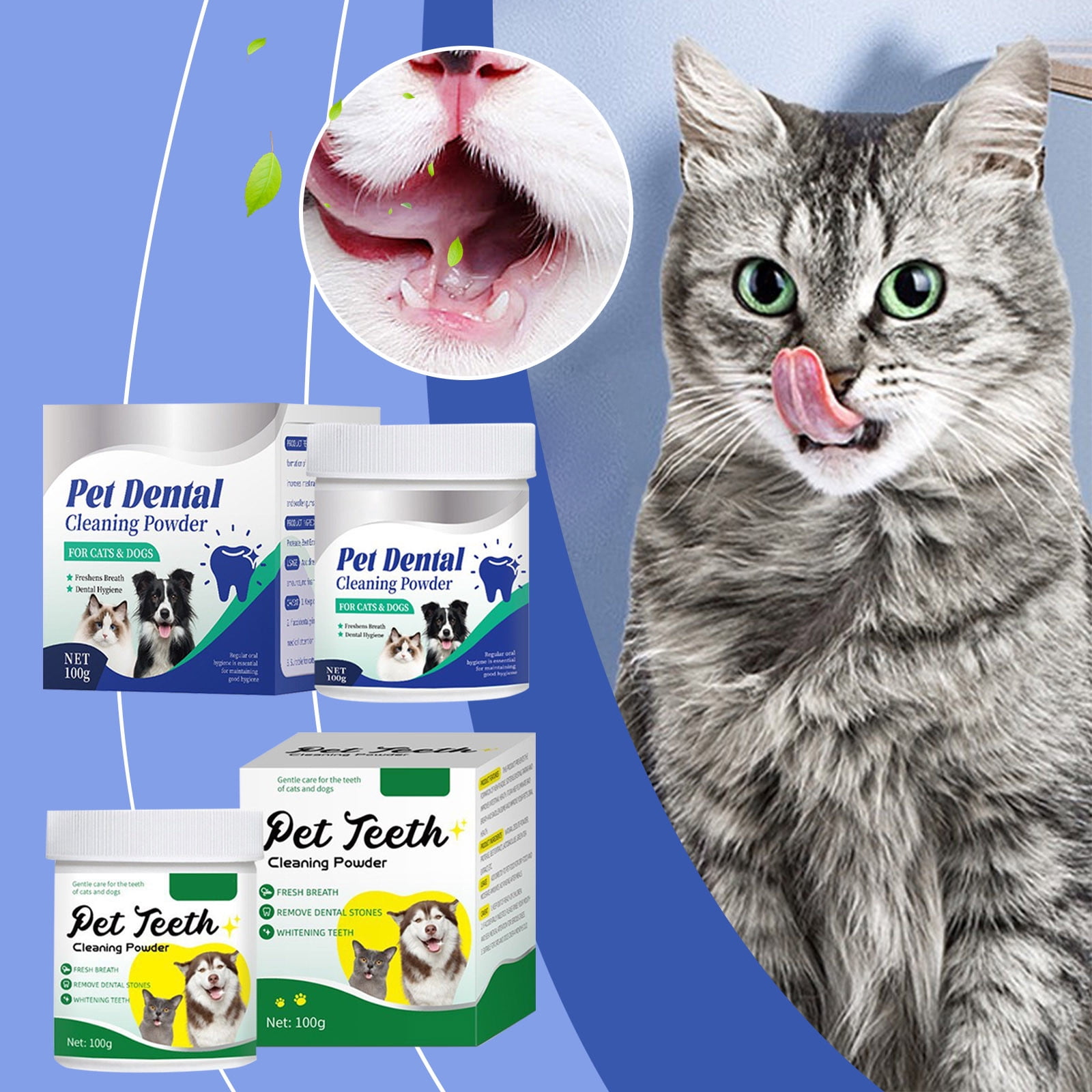 Dental Powder for Dogs - Dog Teeth Cleaning Powder with Probiotics for ...