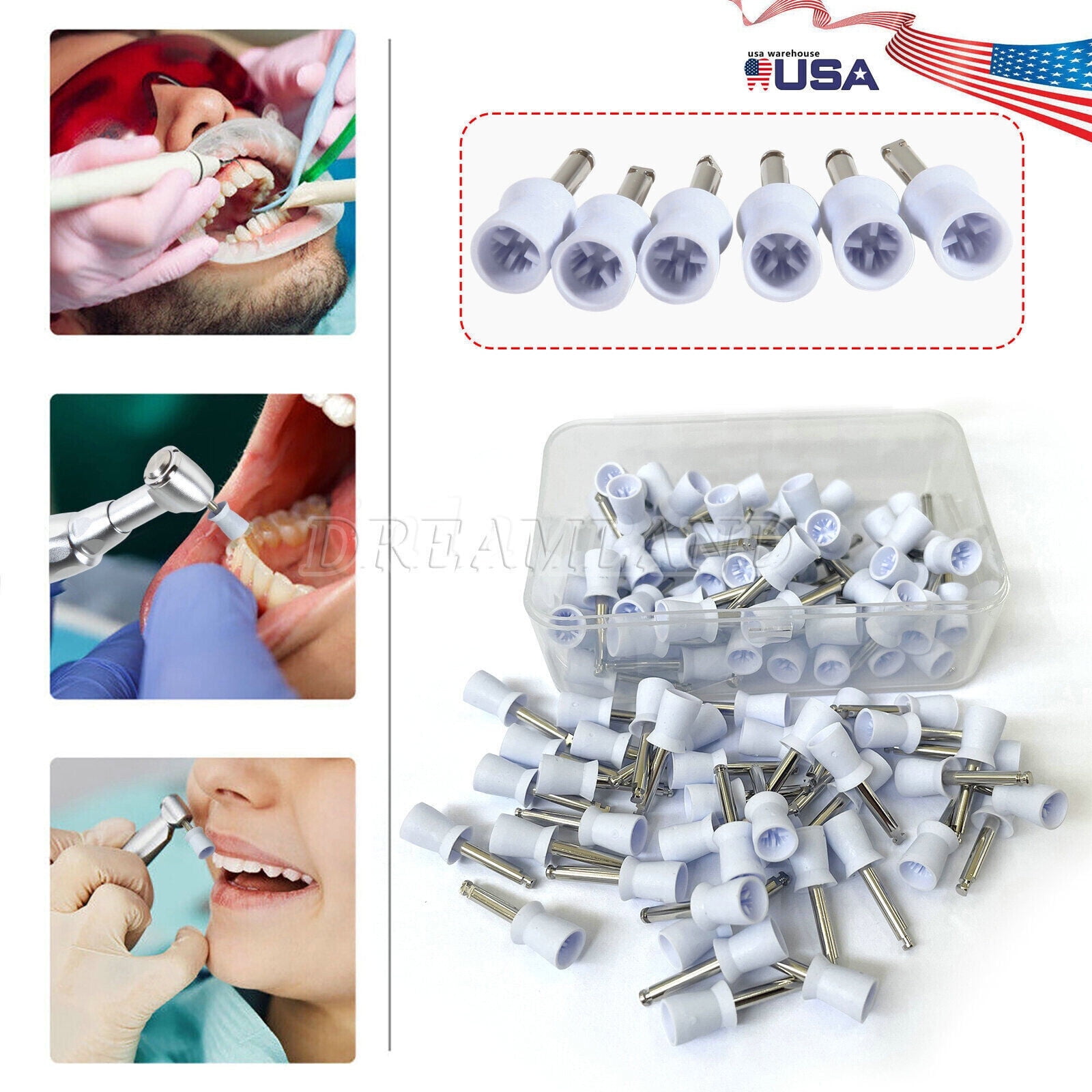 Dental Rubber Prophy Tooth Teeth Polish Polishing Cups Latch Type 100pc ...