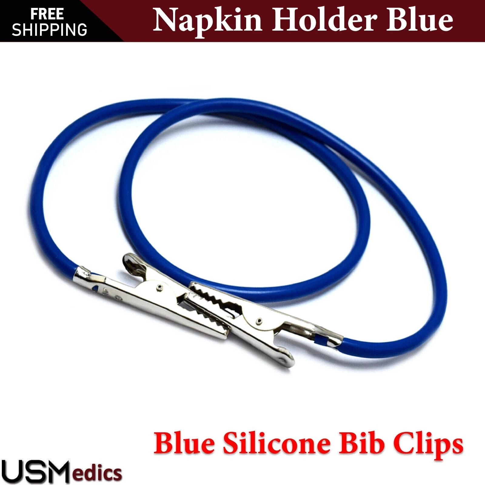 Dental Silicone Cord Flexible Crocodile Clips Napkin Holder Blue Tattoo ...