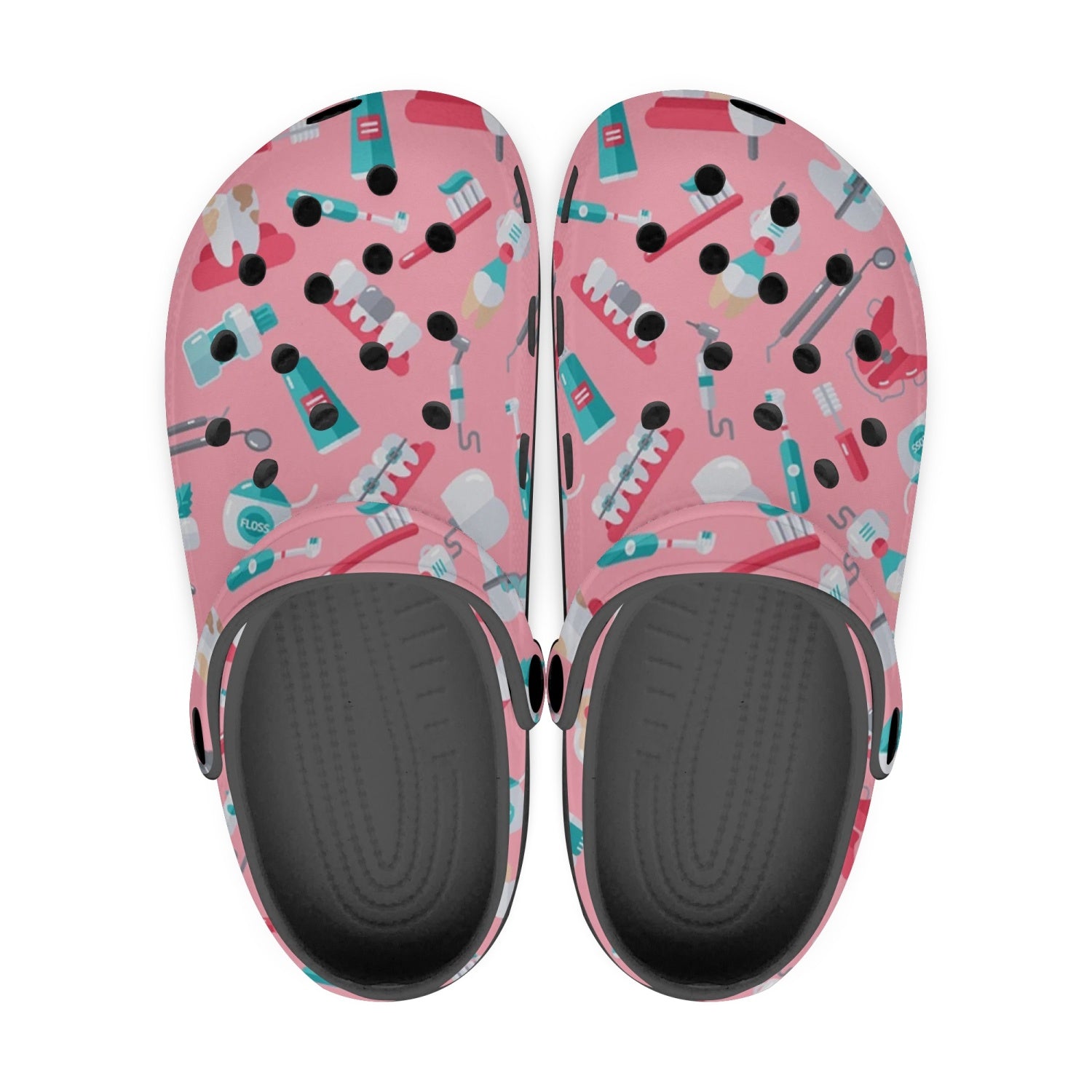 Dental Theme Black Sole Clog Shoes - Walmart.com