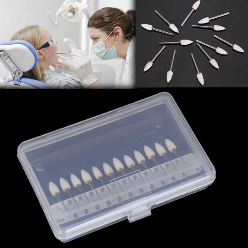 Dental White Polishing Stones Flame Cone shape burs Arkansas Stone 12pc ...