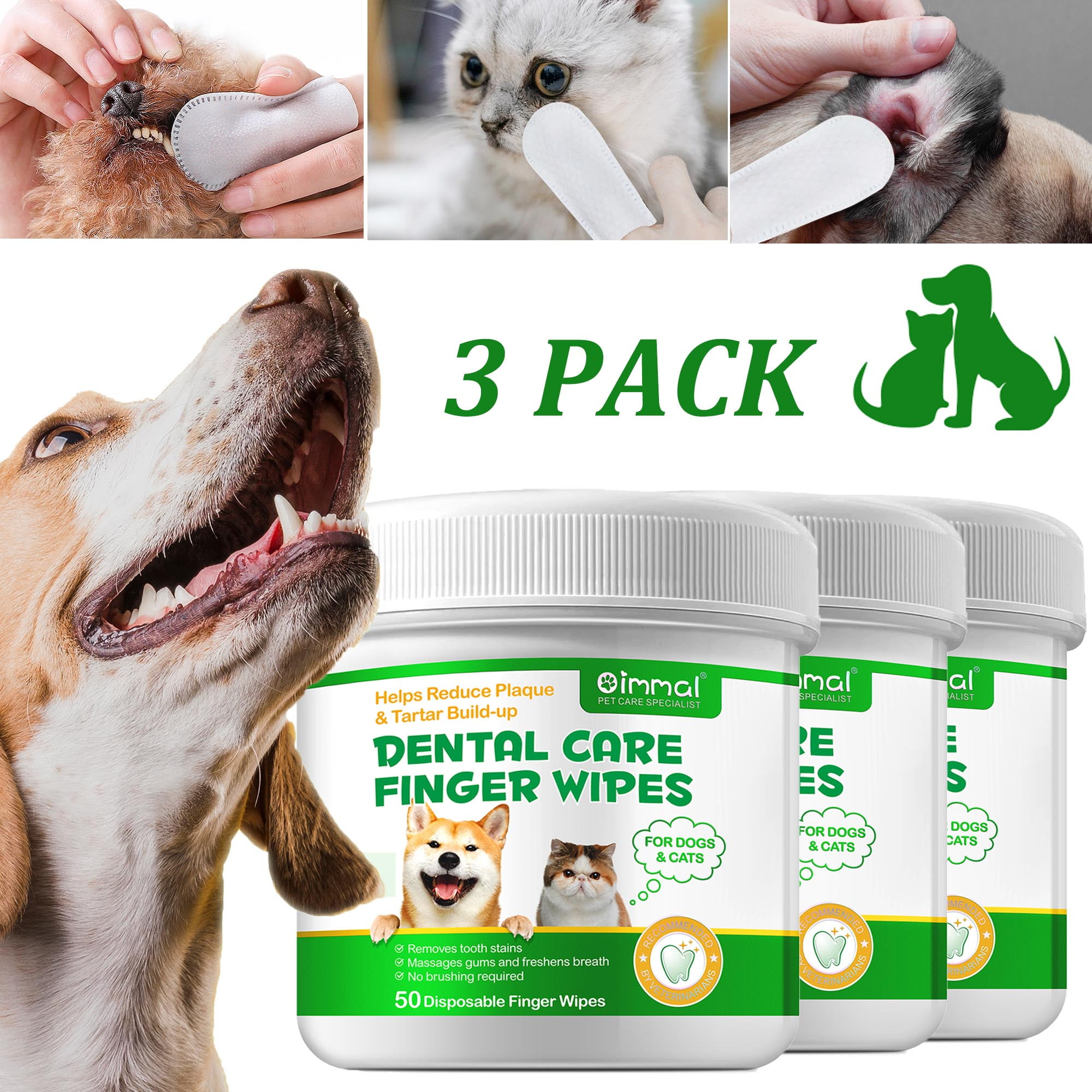Dental Wipes for Dogs and Cats 150 Wipes,Reduce Plaque & Tartar,Removes ...