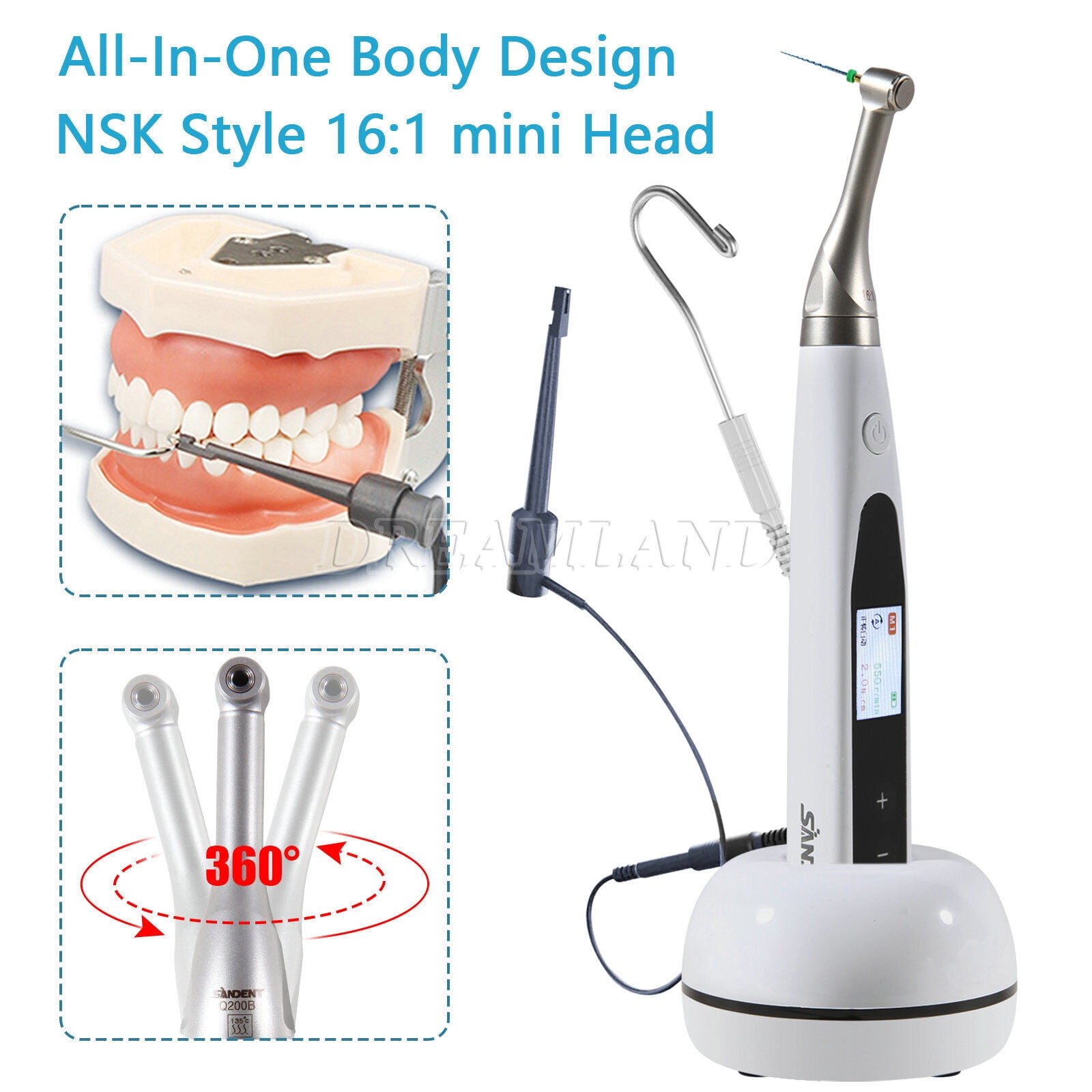 Dental Wireless Endo Motor with Apex Locator Root Canal Treatment 16:1 ...