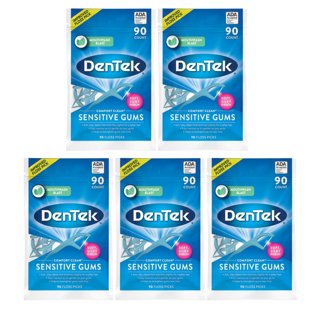 Dentek Comfort Clean Floss Picks For Sensitive Teeth, Soft And Silky ...