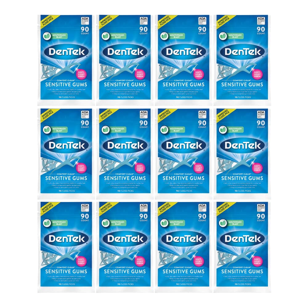 Dentek Comfort Clean Sensitive Gums Floss Picks, Soft & Silky Ribbon ...