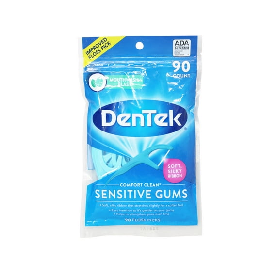 Dentek Comfort Clean Sensitive Gums Floss Picks, Soft & Silky Ribbon ...