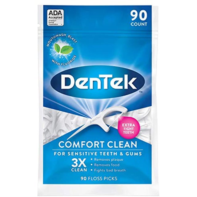 Dentek Comfort Clean Sensitive Gums Floss Picks, Soft & Silky Ribbon ...