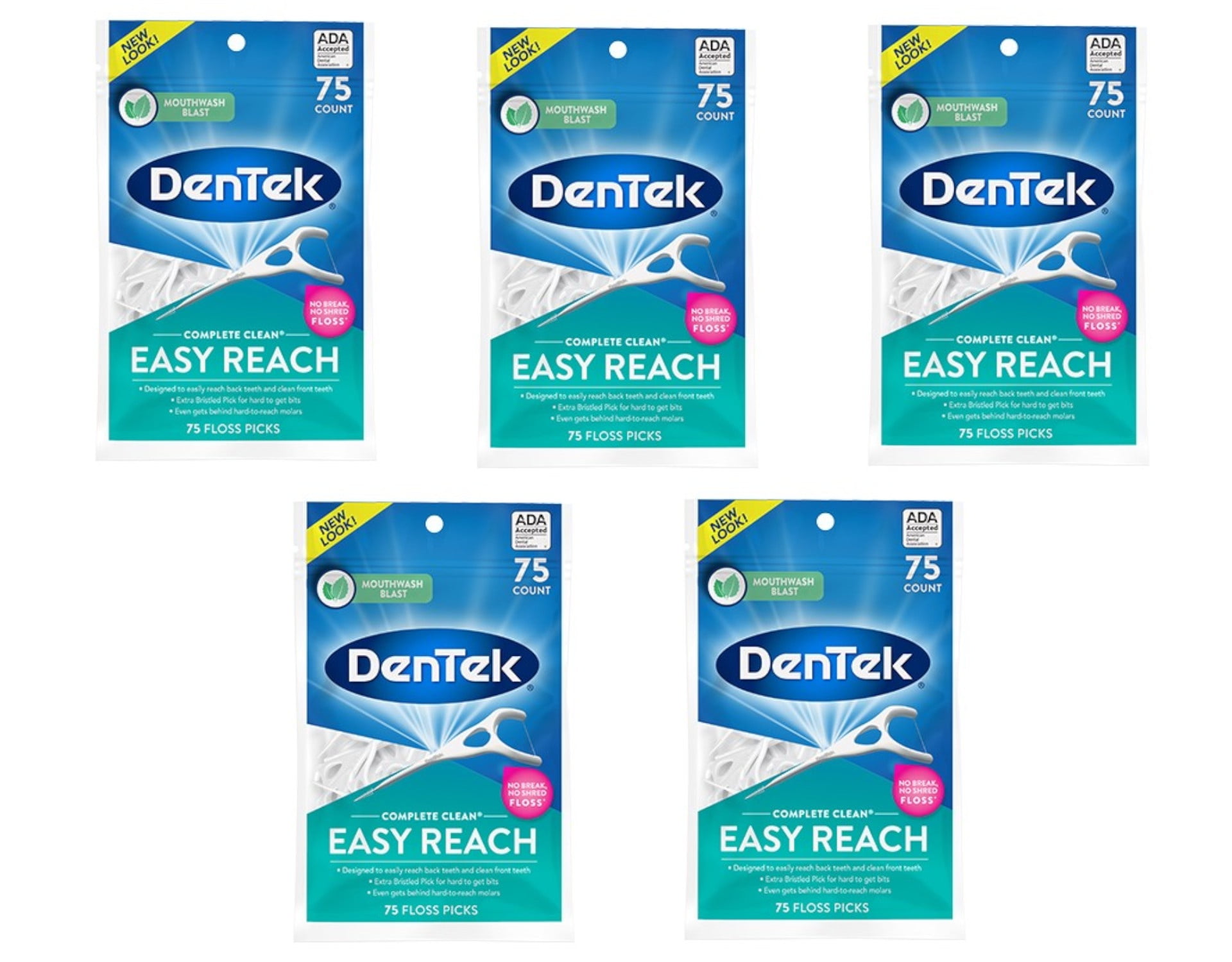 Dentek Complete Clean | Easy Reach Angled Floss Picks | No Break & No Shred Floss | Designed For ...