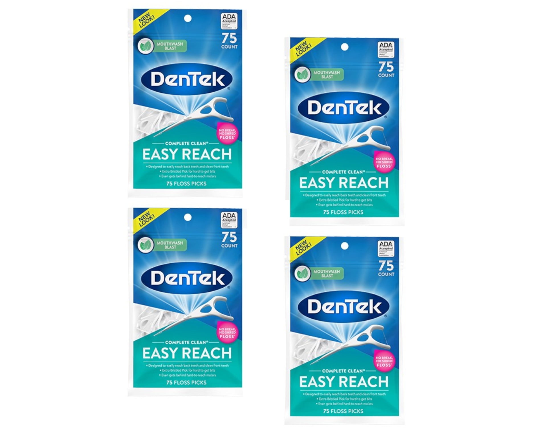 Dentek Complete Clean Easy Reach Floss Picks, Advanced Fluoride Coating ...