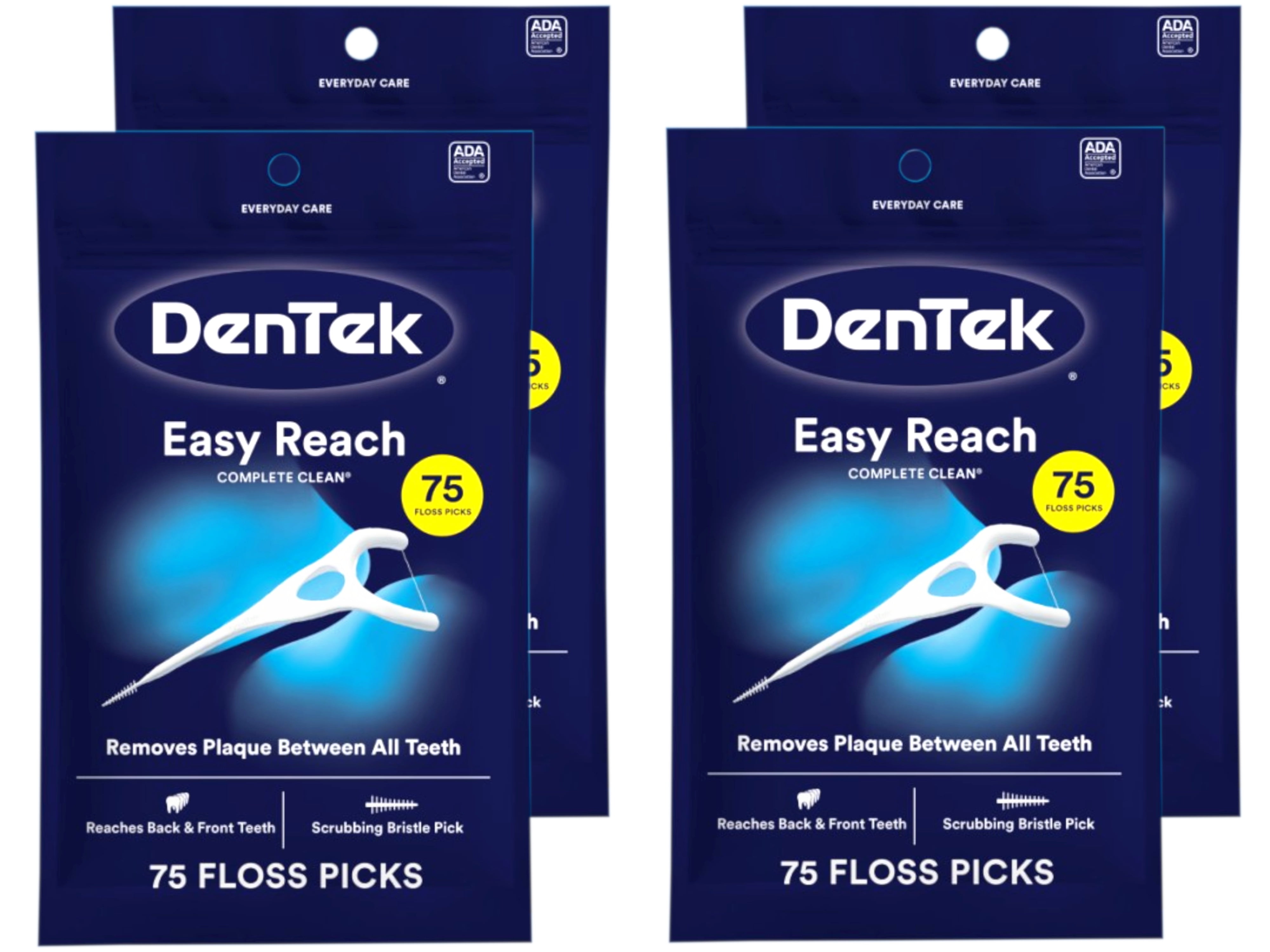 Dentek Complete Clean Easy Reach Floss Picks, Advanced Fluoride Coating, Mouthwash Blast Flavor ...