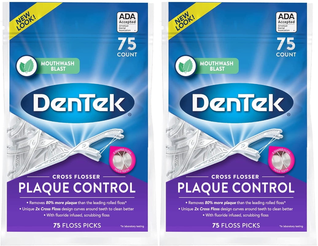 Dentek Cross Flosser Plaque Control Floss Picks, Unique X-Shaped Floss ...